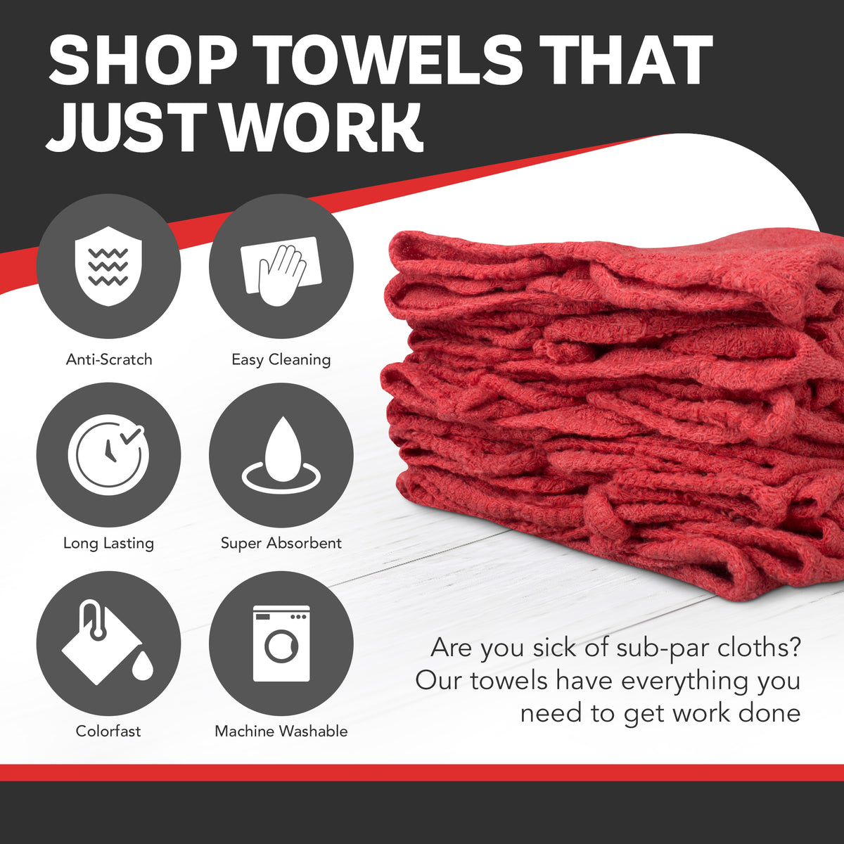Shop Towels Red-Commercial/Industrial- 1000 piece box - NEW 100% Cotto ...